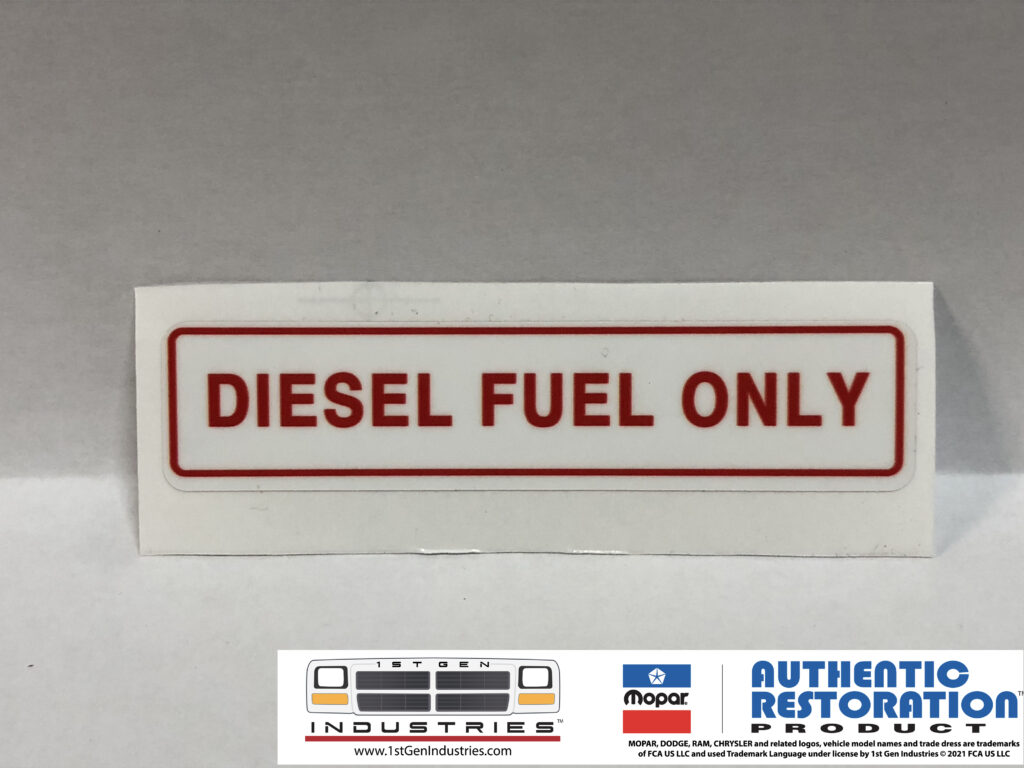 Fuel Door Decal - Cummins Diesel - Mopar PN 4428652 - 1st Gen Industries