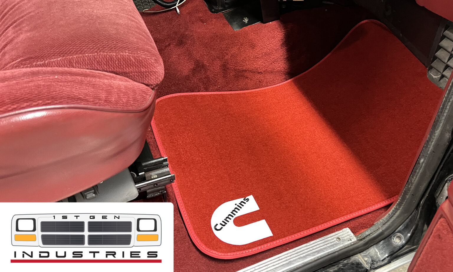 1991-1993 Crimson/Oxblood "Bright Red" Cummins Branded Floor Mats - 1st ...